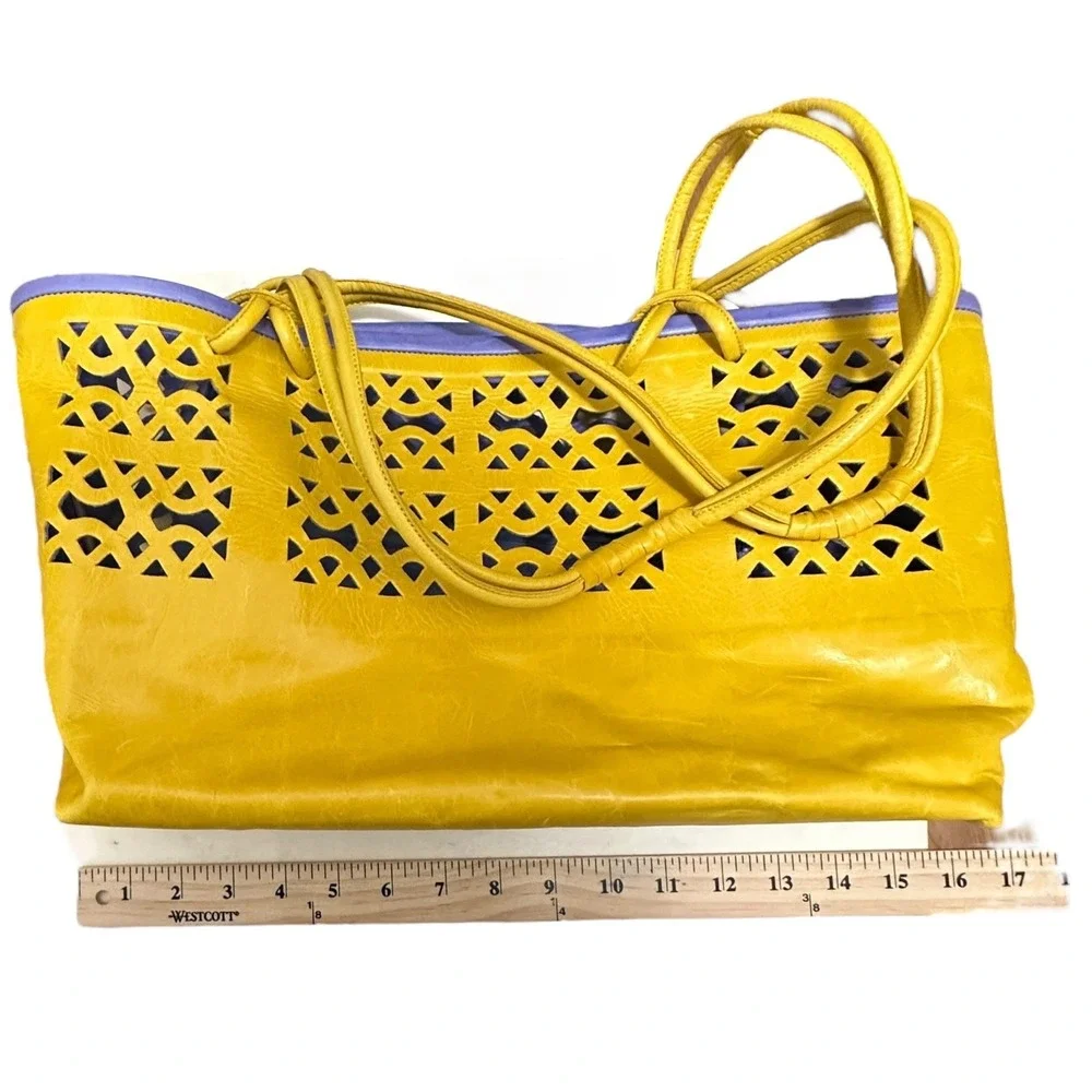 Beth Levine | Bags | Beth Levine New York Tote Bag Large Yellow Purple ...